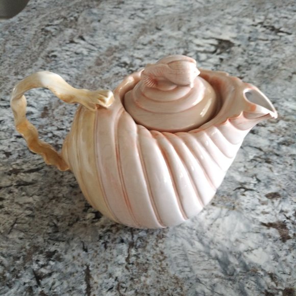 Dining | Ceramic Seashell Tea Set W Teapot Creamer Sugar | Poshmark